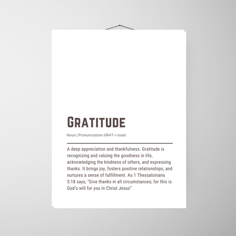 Gratitude Sign, Gratitude Definition Print, Thanksgiving Wall Art ...