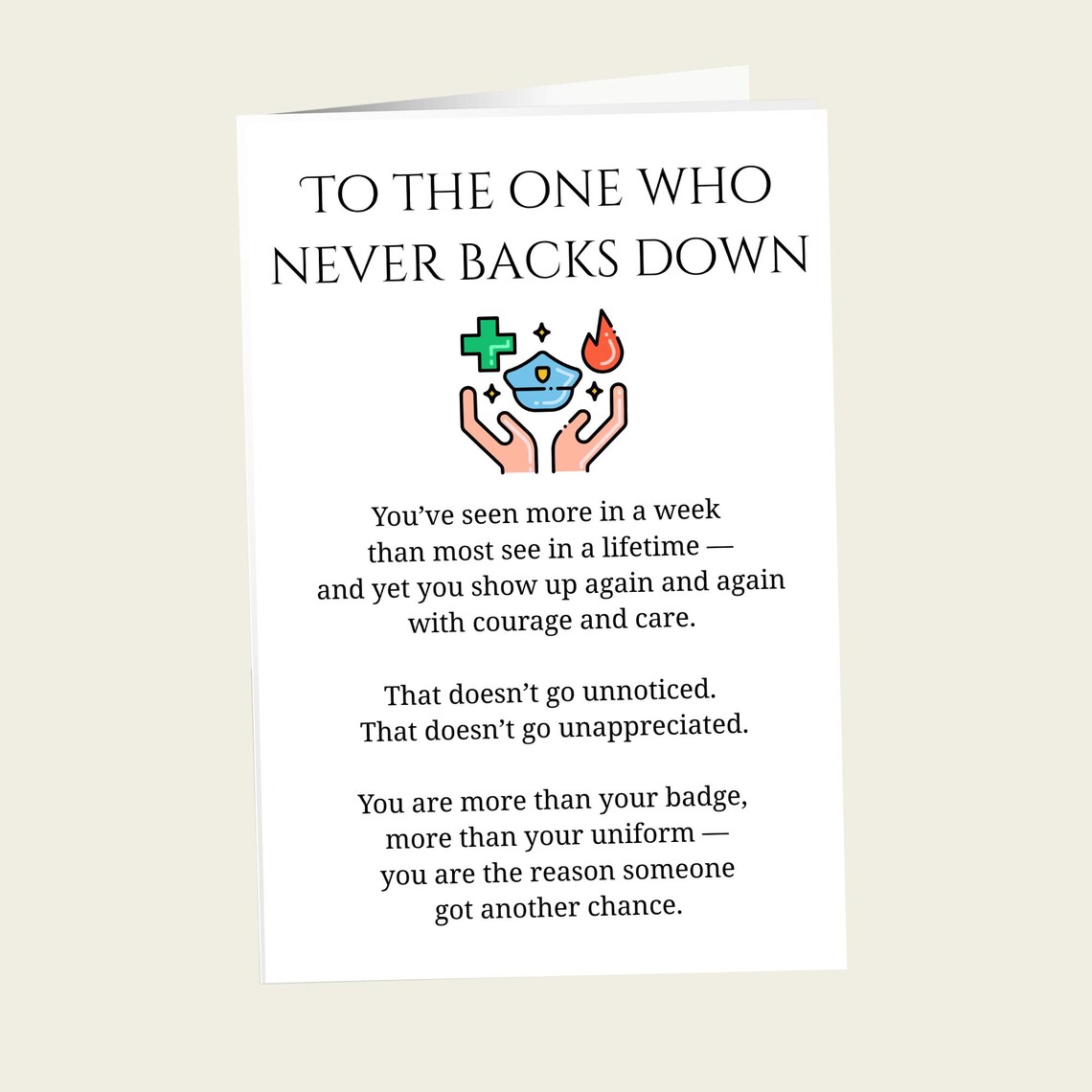 First Responder Encouragement Card Printable Frontline Hero ...