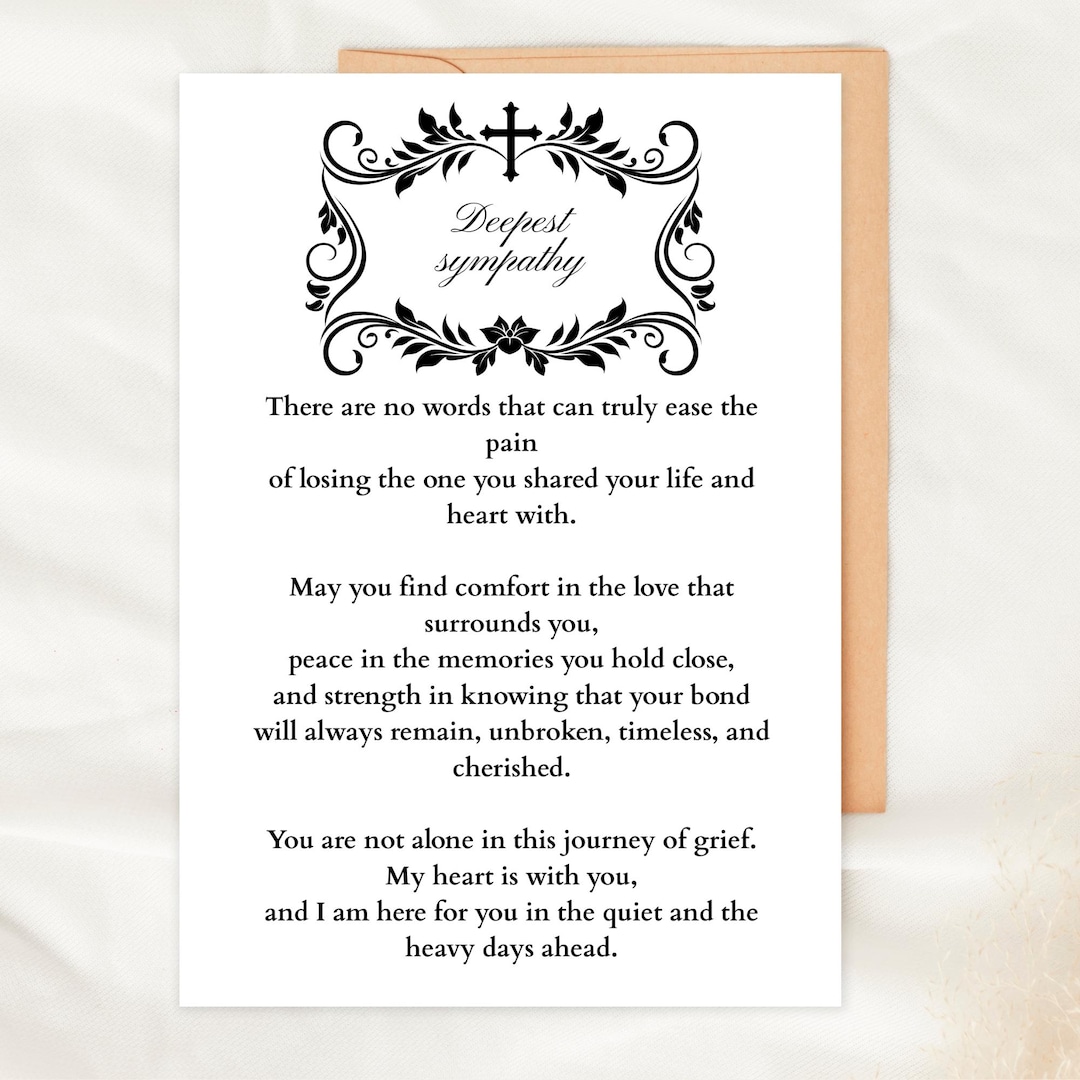 Sympathy Card for Loss of Spouse Partner Printable Condolence Card ...