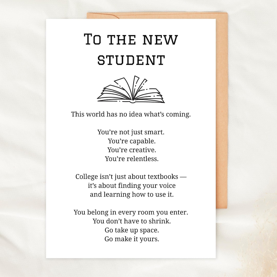 College Encouragement Card Printable for New Student High School ...