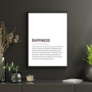 Happiness Definition Wall Art, Inspirational Definitions, Definition ...
