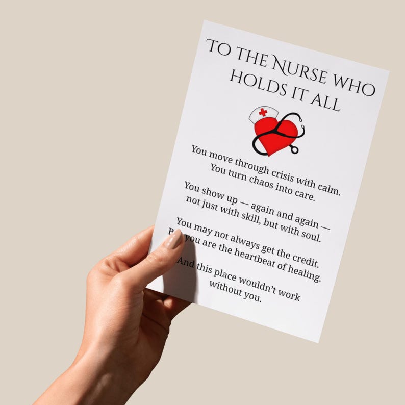 Nurse Encouragement Card Printable Appreciation Gift Nurses Thank You ...
