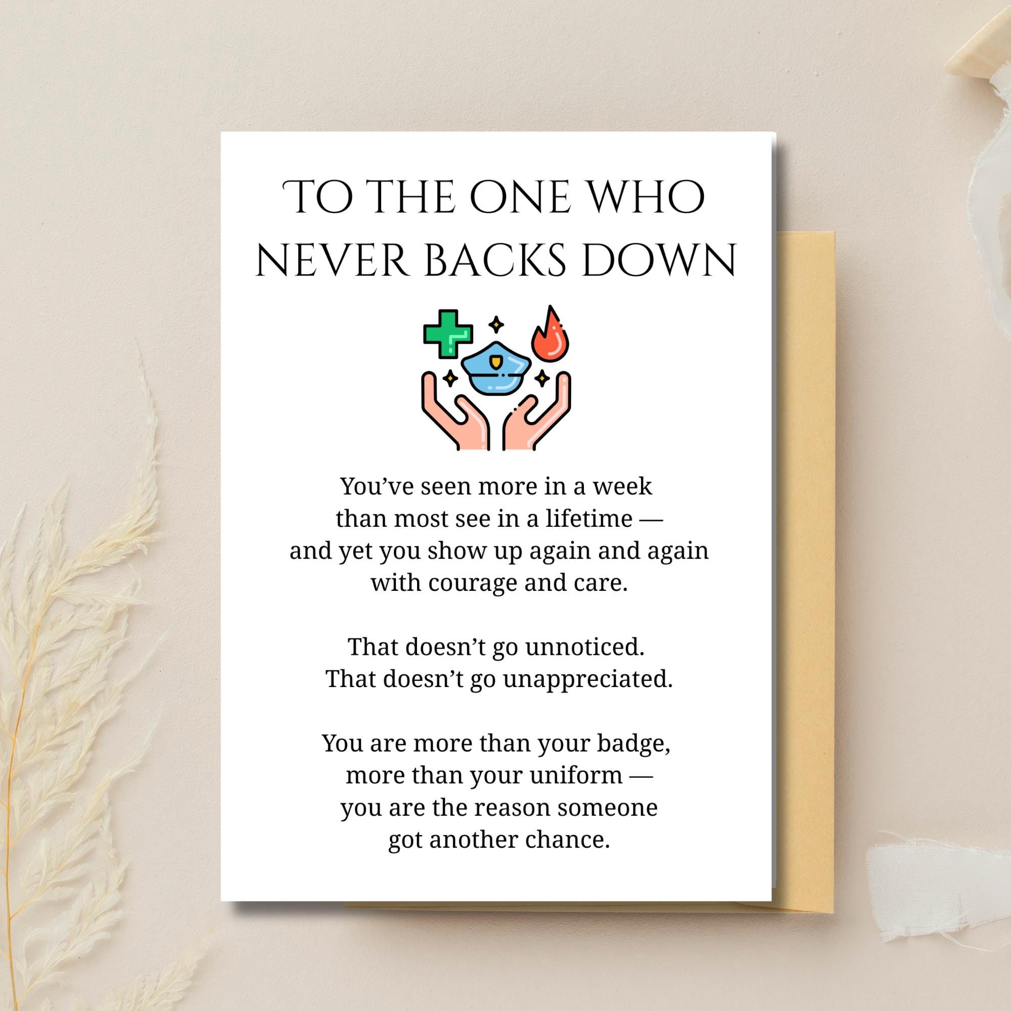 First Responder Encouragement Card Printable Frontline Hero ...