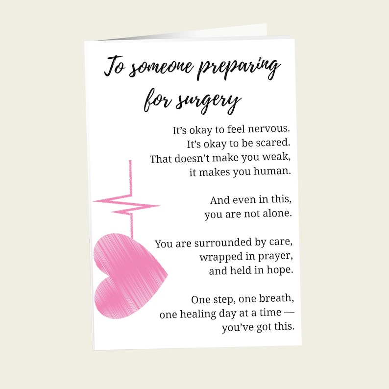 Surgery Card Surgery Encouragement Card Printable Foldable Support Card ...