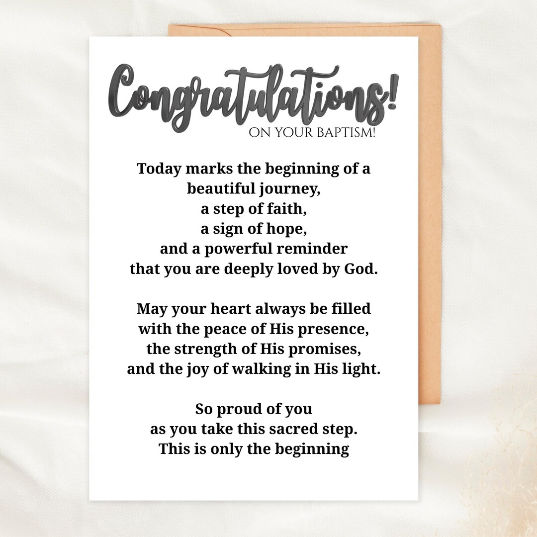 Baptism Congratulations Card Printable Christian Card Faith Greeting ...
