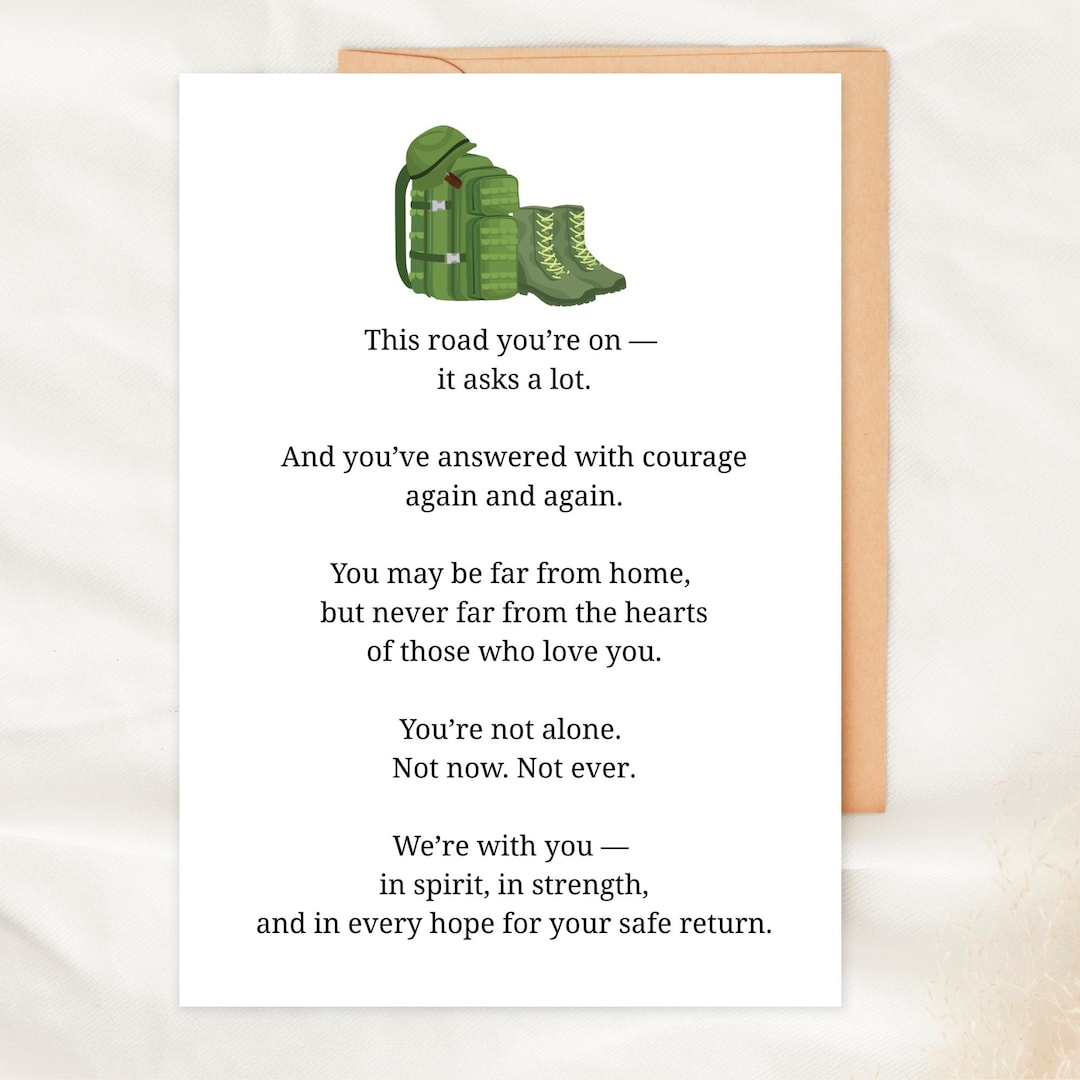 Military Deployment Encouragement Card Printable Foldable Support Card ...