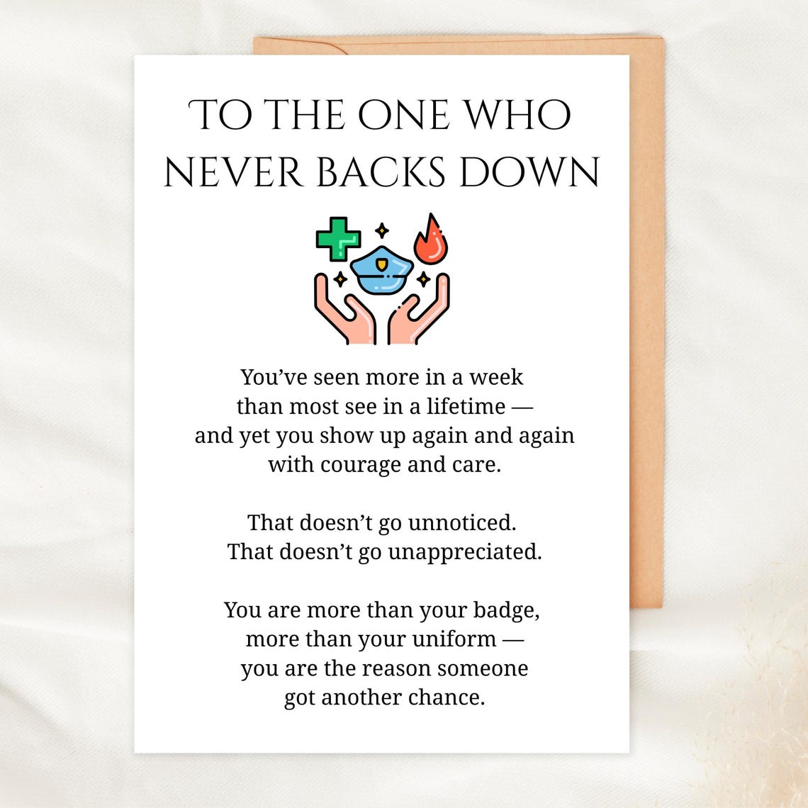 First Responder Encouragement Card Printable Frontline Hero ...