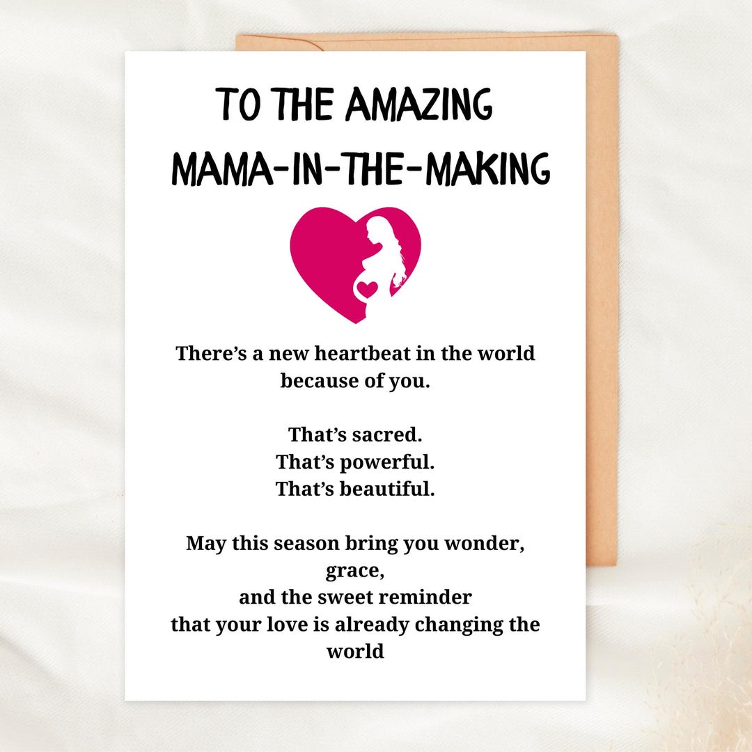 Card for Expecting Mom Printable 5x7 Foldable Card Pregnancy ...
