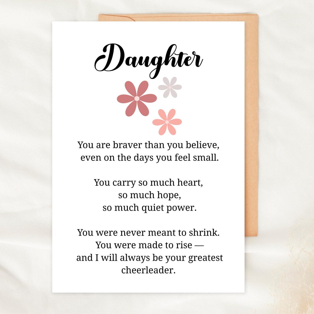 Card for Daughter From Mom Dad Printable Encouragement Card Proud of ...