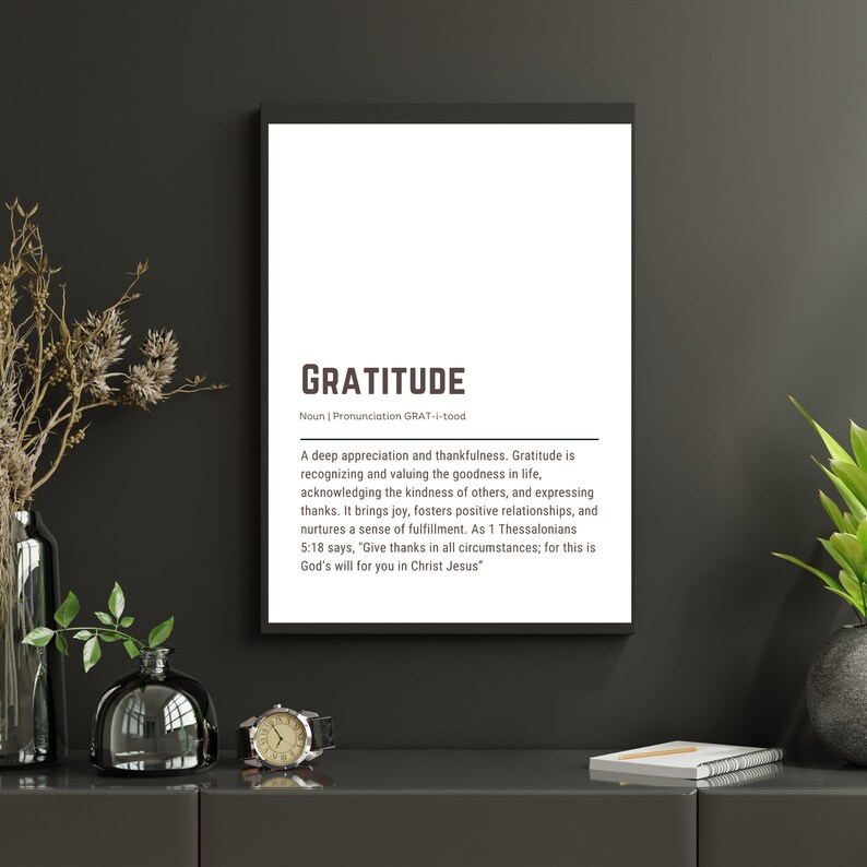 Gratitude Sign, Gratitude Definition Print, Thanksgiving Wall Art ...