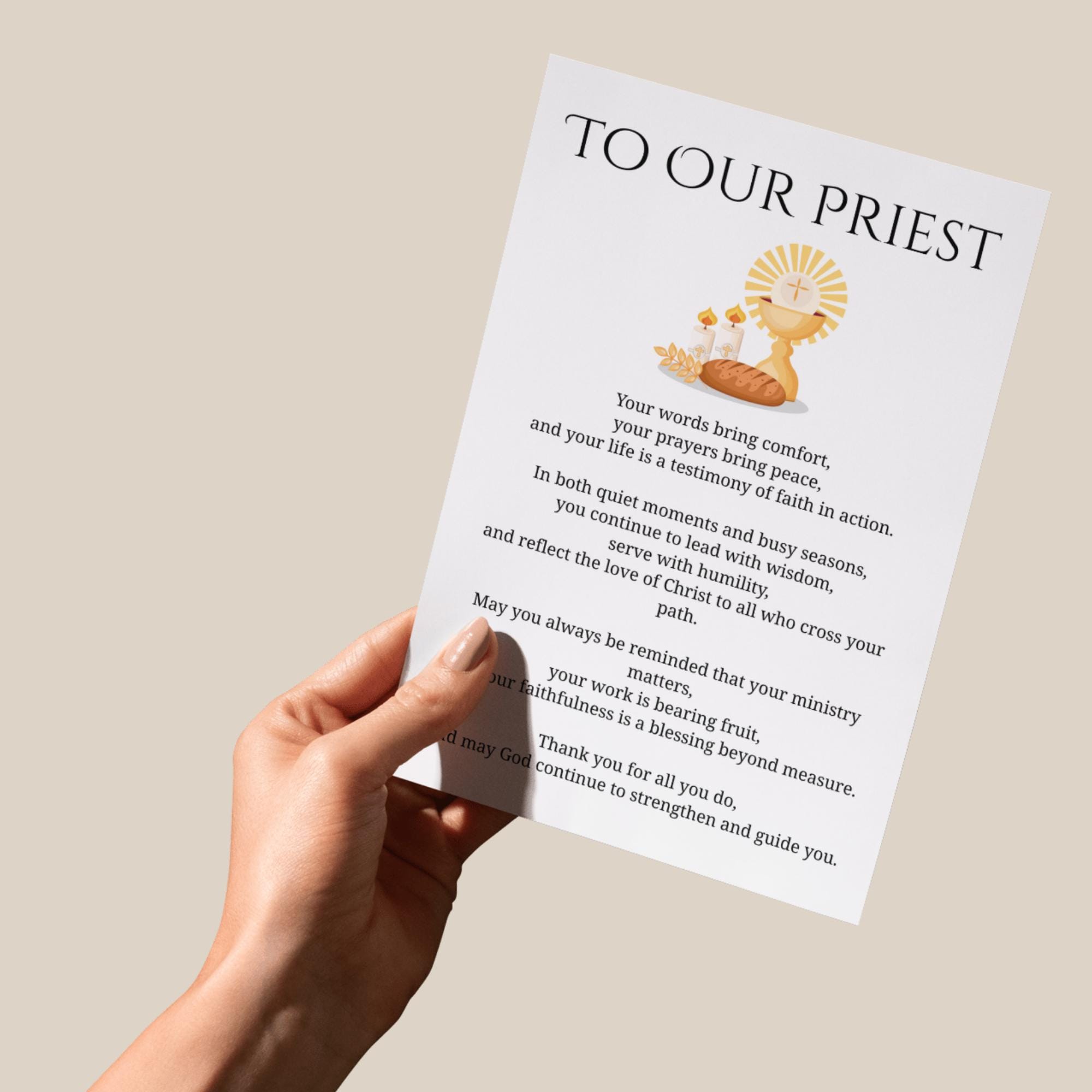 Catholic Priest Appreciation Card Printable Thank You Card for Priest ...