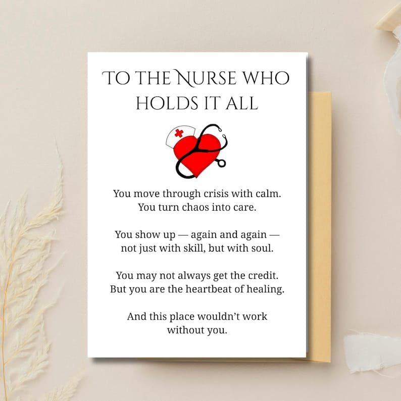Nurse Encouragement Card Printable Appreciation Gift Nurses Thank You ...