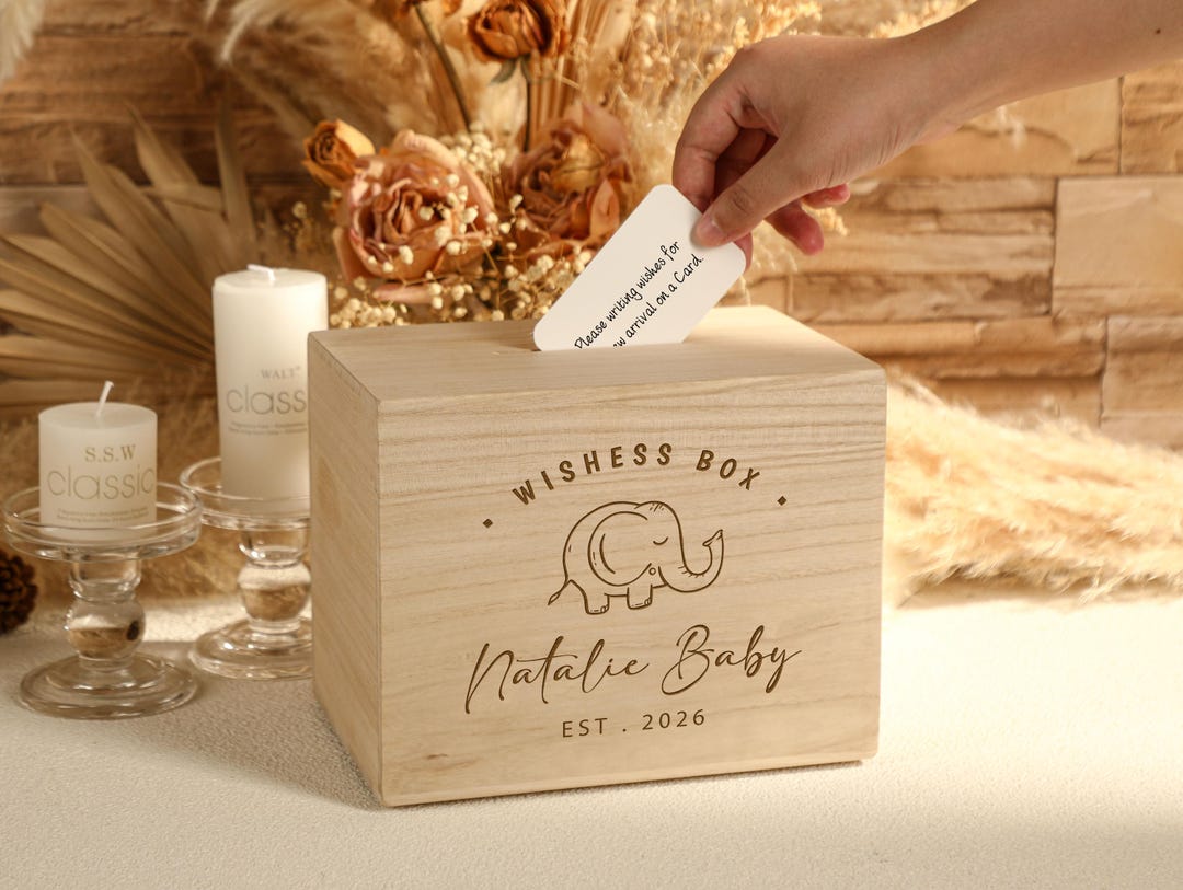 Personalized Baby Wishes Box, Baby Shower Wishes Wooden Box, Baby Gift ...