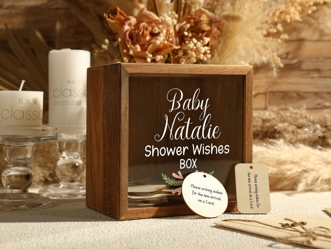 Personalized Baby Wishes Box, Baby Shower Wishes Wooden Box, Baby Gift ...