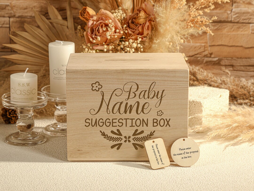 Baby Name Suggestion Box, Baby Shower Games, Gender Reveal Party, Baby ...