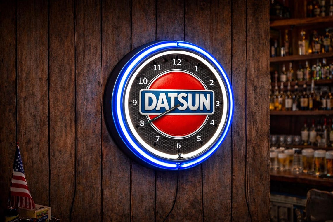Datsun, Neon Wall Clock 16” With Double Neon, Oil, Garage, Decor, Man ...