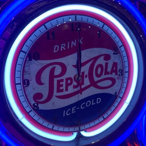 Pepsi, Pepsi Cola Vintage Style 16" Double Neon Wall Clock, Games Room ...
