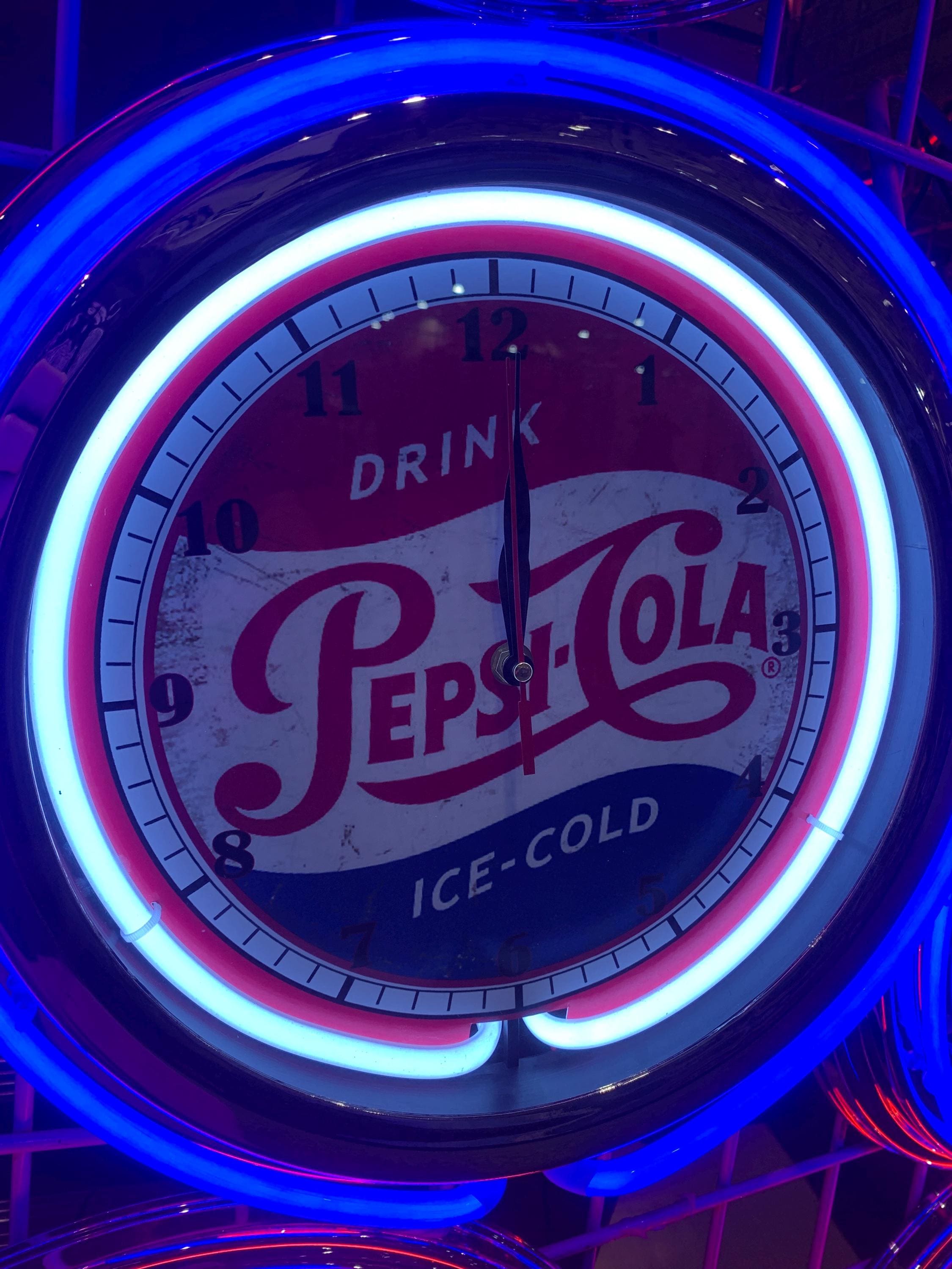 Pepsi, Pepsi Cola Vintage Style 16" Double Neon Wall Clock, Games Room ...
