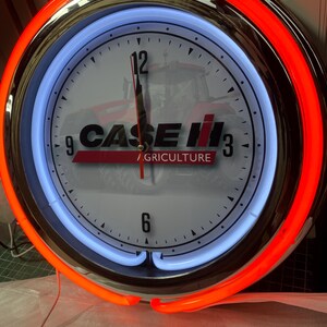 Case IH, Tractor, Vintage Style, Garage , 16" Double Neon Wall Clock ...