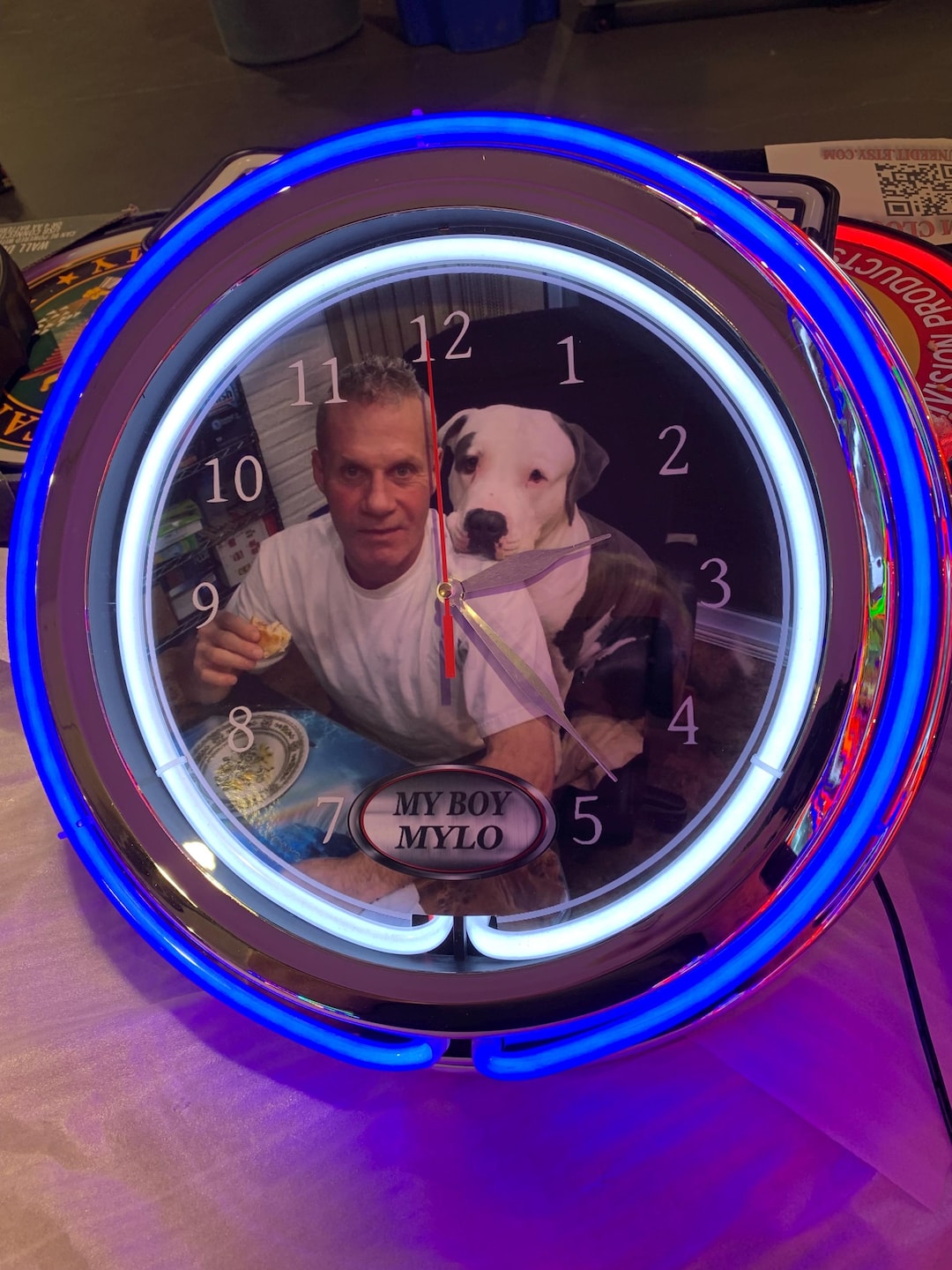 Custom Neon Clock With Your Art, Pitchers/logo Double Neon Clock. - Etsy
