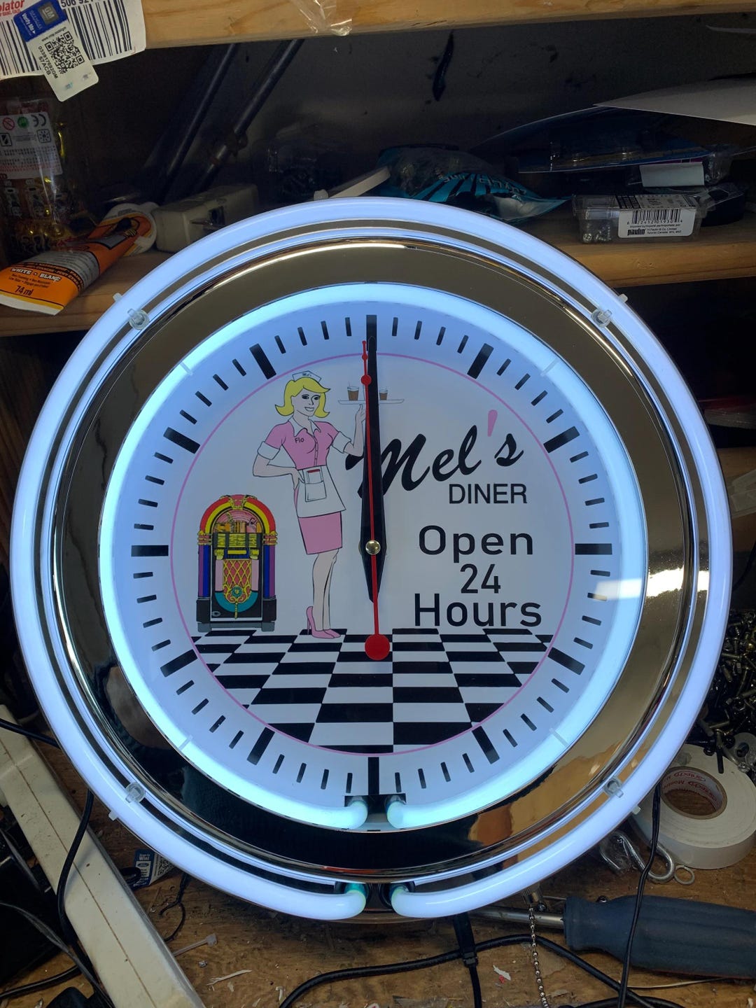 Custom Neon Clock With Your Art, Pitchers or Logo Double Neon Clock. - Etsy