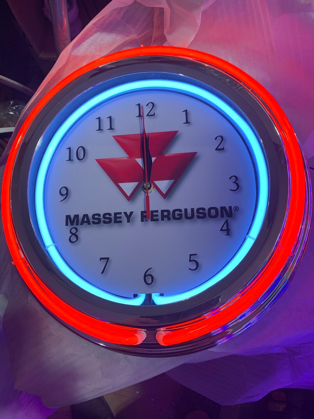 Massey Ferguson , 16 Double Neon Clock Made, Great for a Mancave ...
