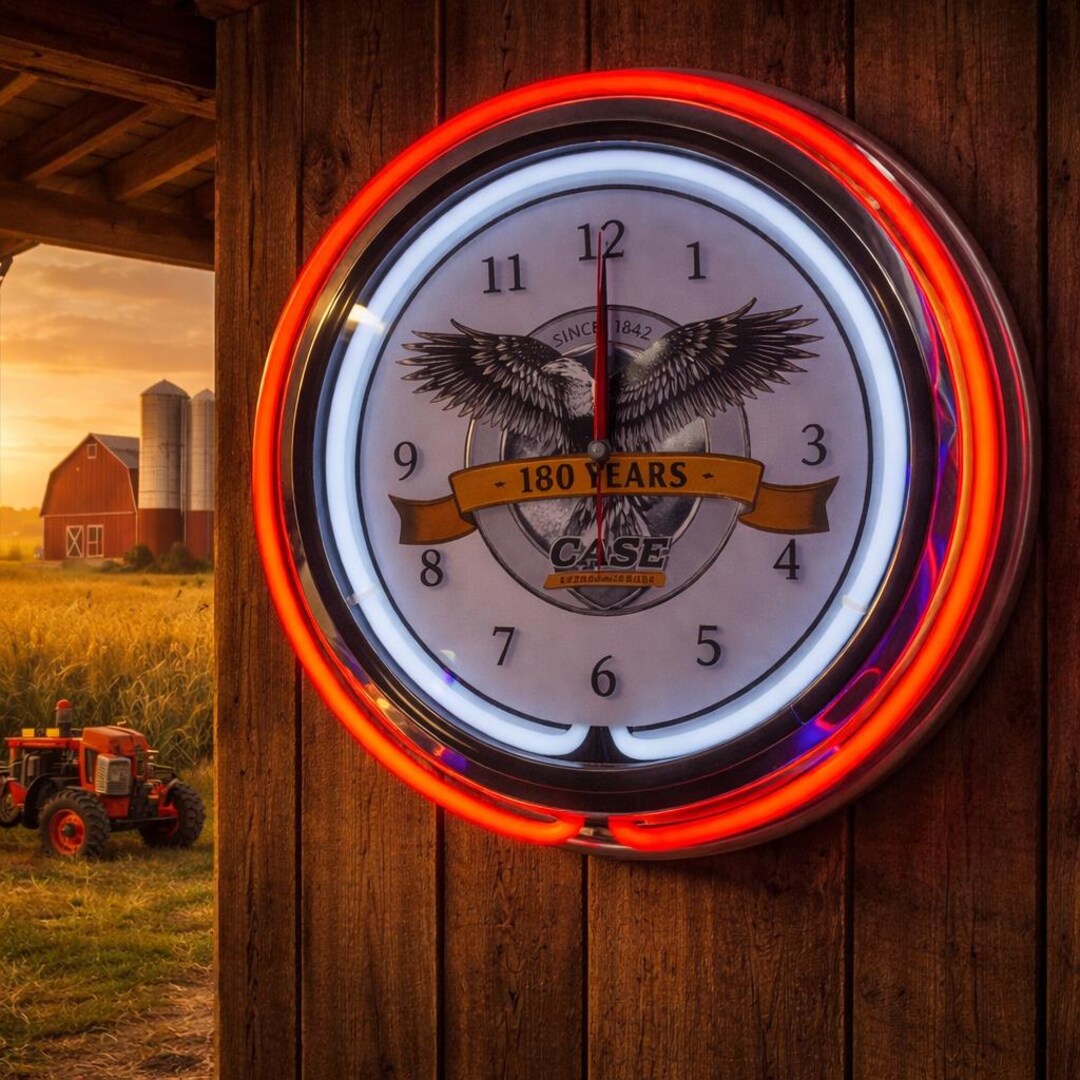 Case IH Case, Tractor, Neon Wall Clock 16” With Double Neon, Oil ...