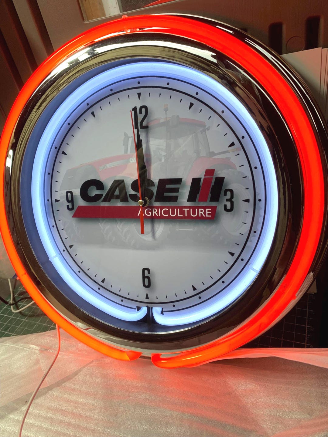 Case IH, Tractor, Neon Wall Clock 16” With Double Neon, Oil, Garage ...