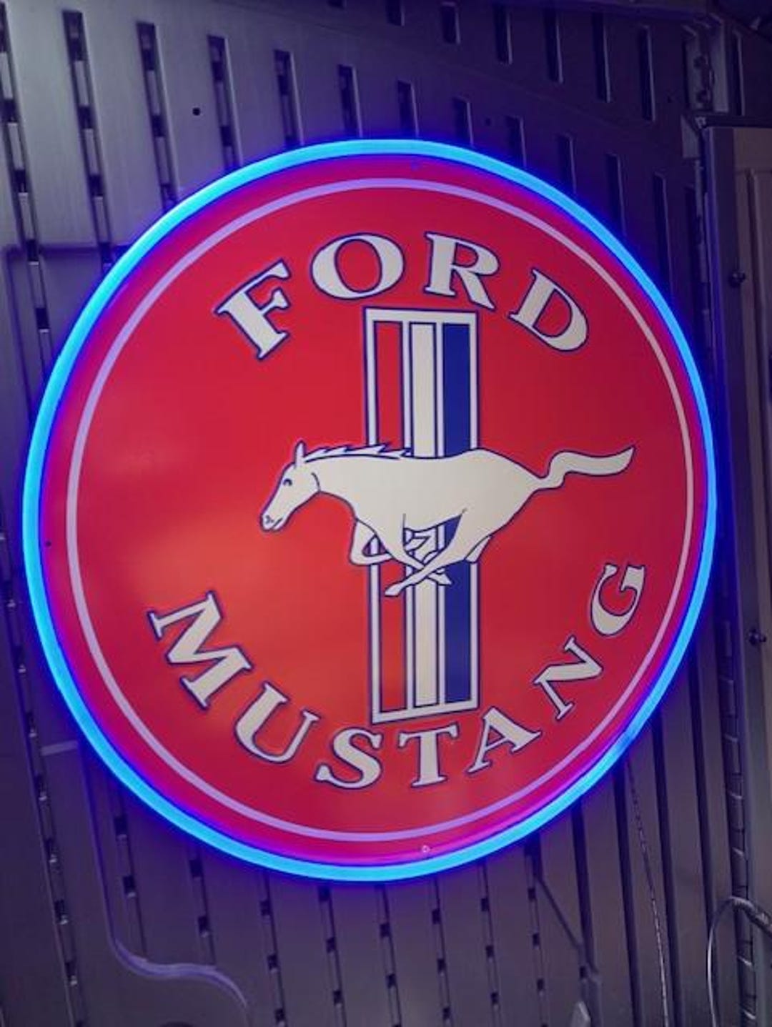 Ford Mustang Blue,huge Metal Sign, Comes With a Neon Sign Frame U Pick ...