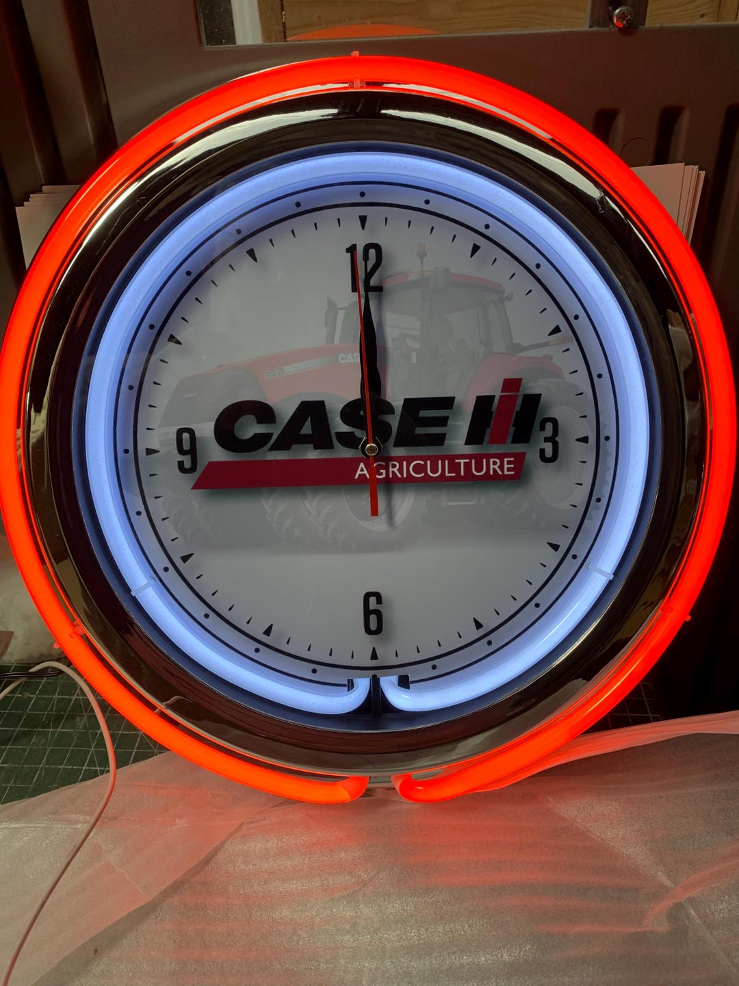 Case IH, Tractor, Vintage Style, Garage , 16" Double Neon Clock, Games ...