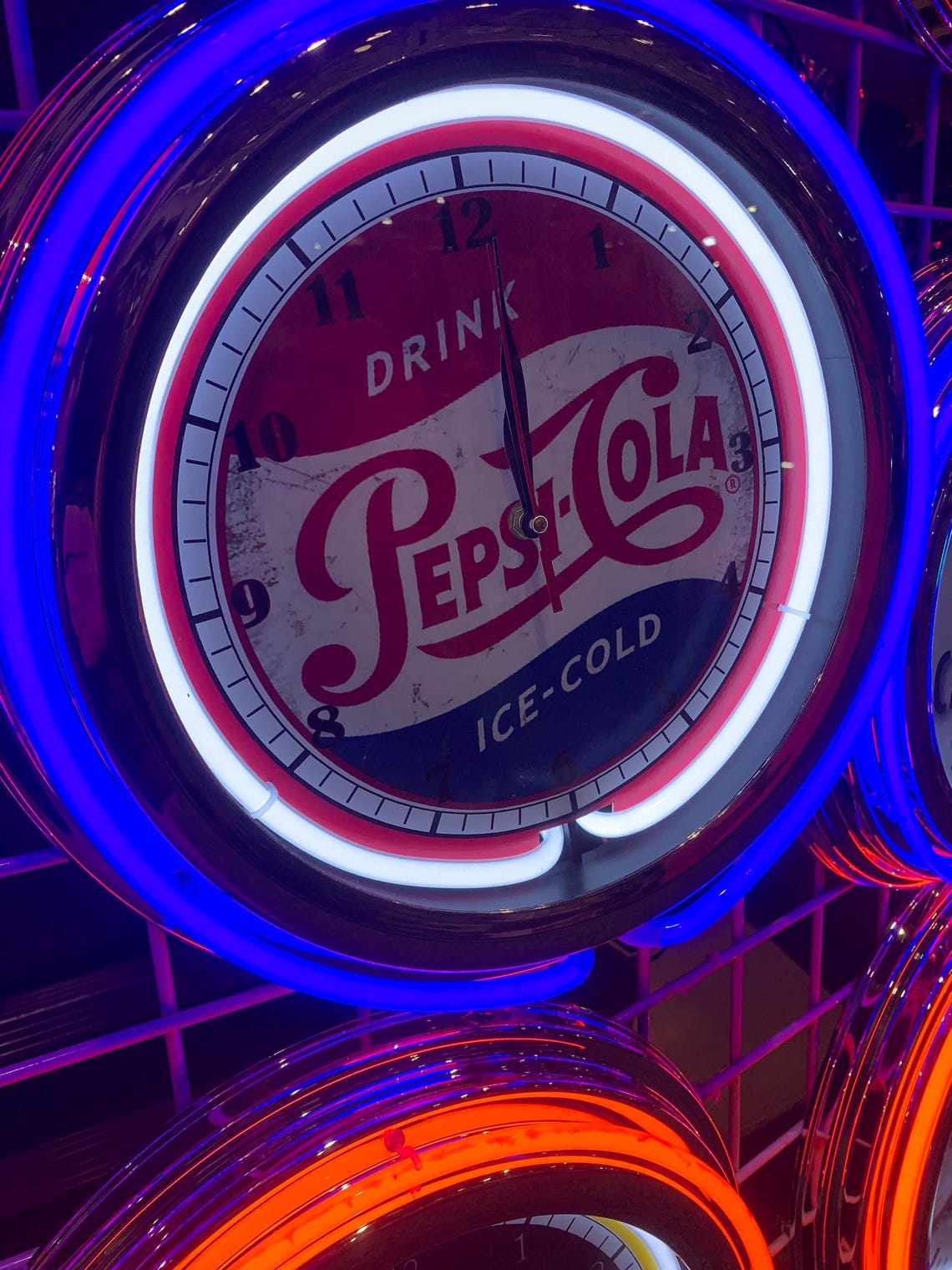 Pepsi, Pepsi Cola Vintage Style 16" Double Neon Wall Clock, Games Room ...