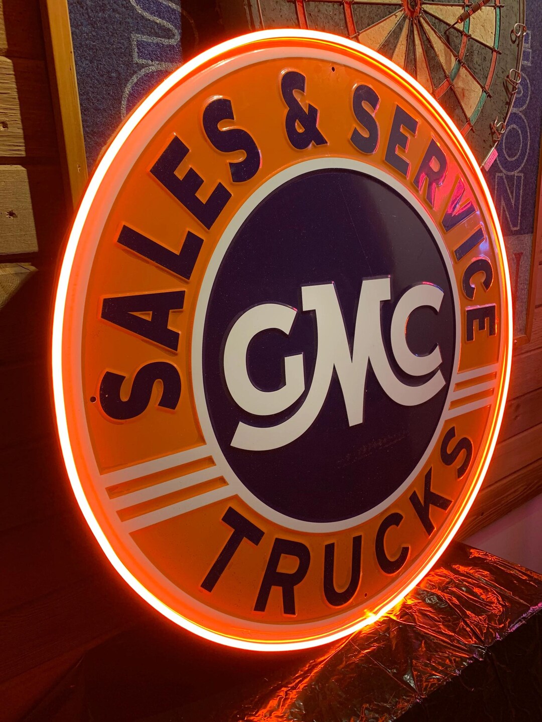 GMC Truck, Chevy Truck, Huge Metal Sign, Comes With a Neon Sign Frame U ...