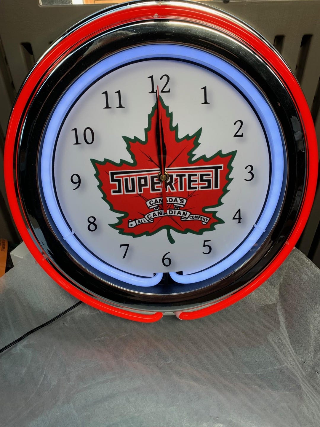 Supertest, Oil and Gas Vintage Style, Garage , 16" Double Neon Clock ...
