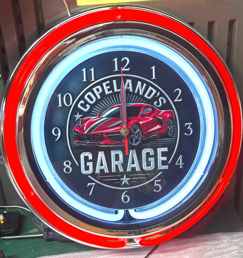 Mustang, Shelby, Cobra, Ford, Custom Garage 16" Double Neon Wall Clock ...