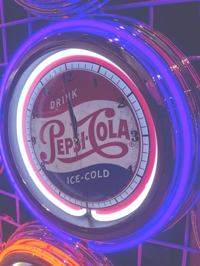 Pepsi Cola Neon Wall Clock 16” With Double Neon, Oil, Garage, Decor ...