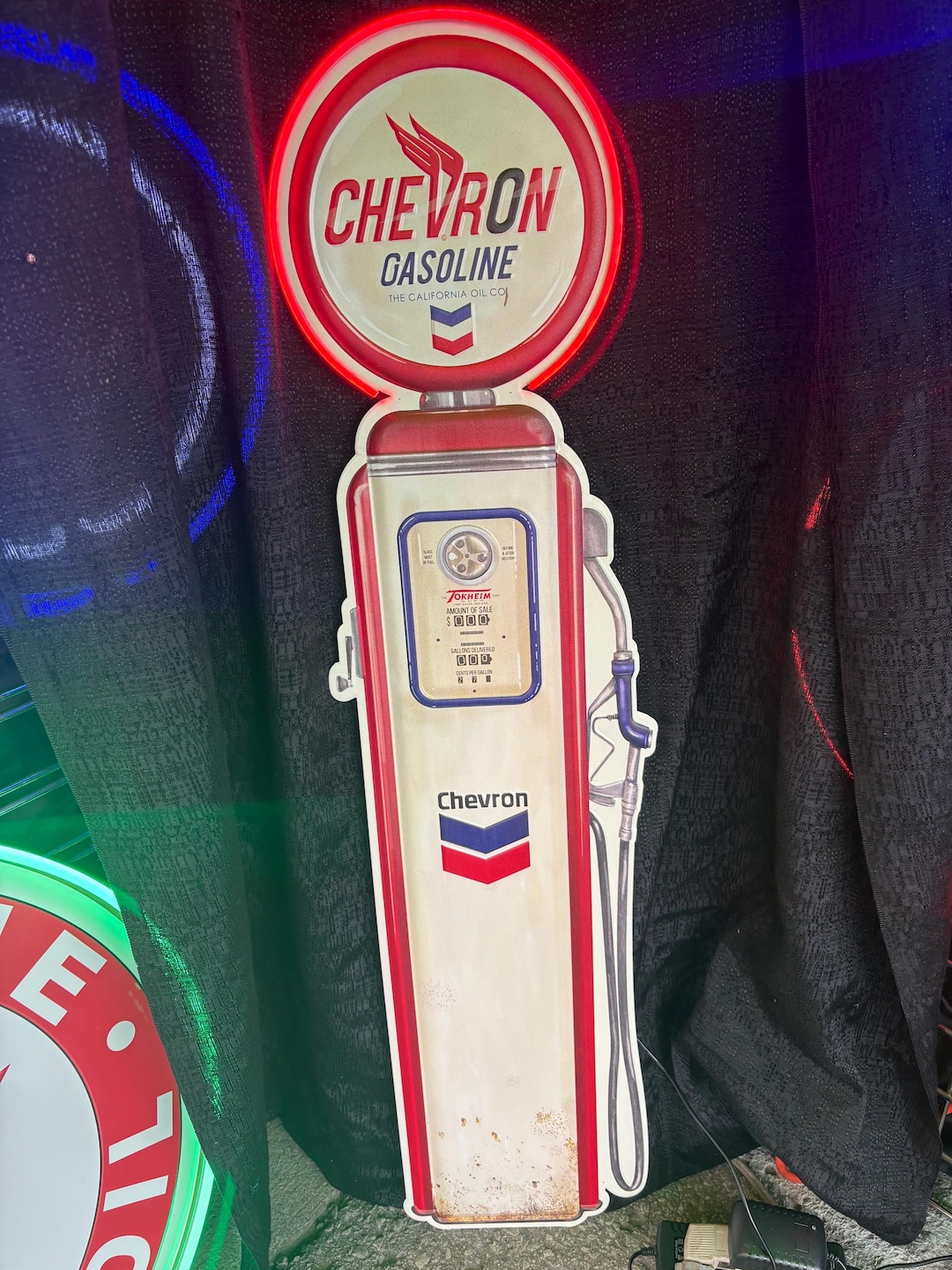 Chevron Gas Pump 4 Feet Tall With a Neon Dome,badass Garage , Metal ...