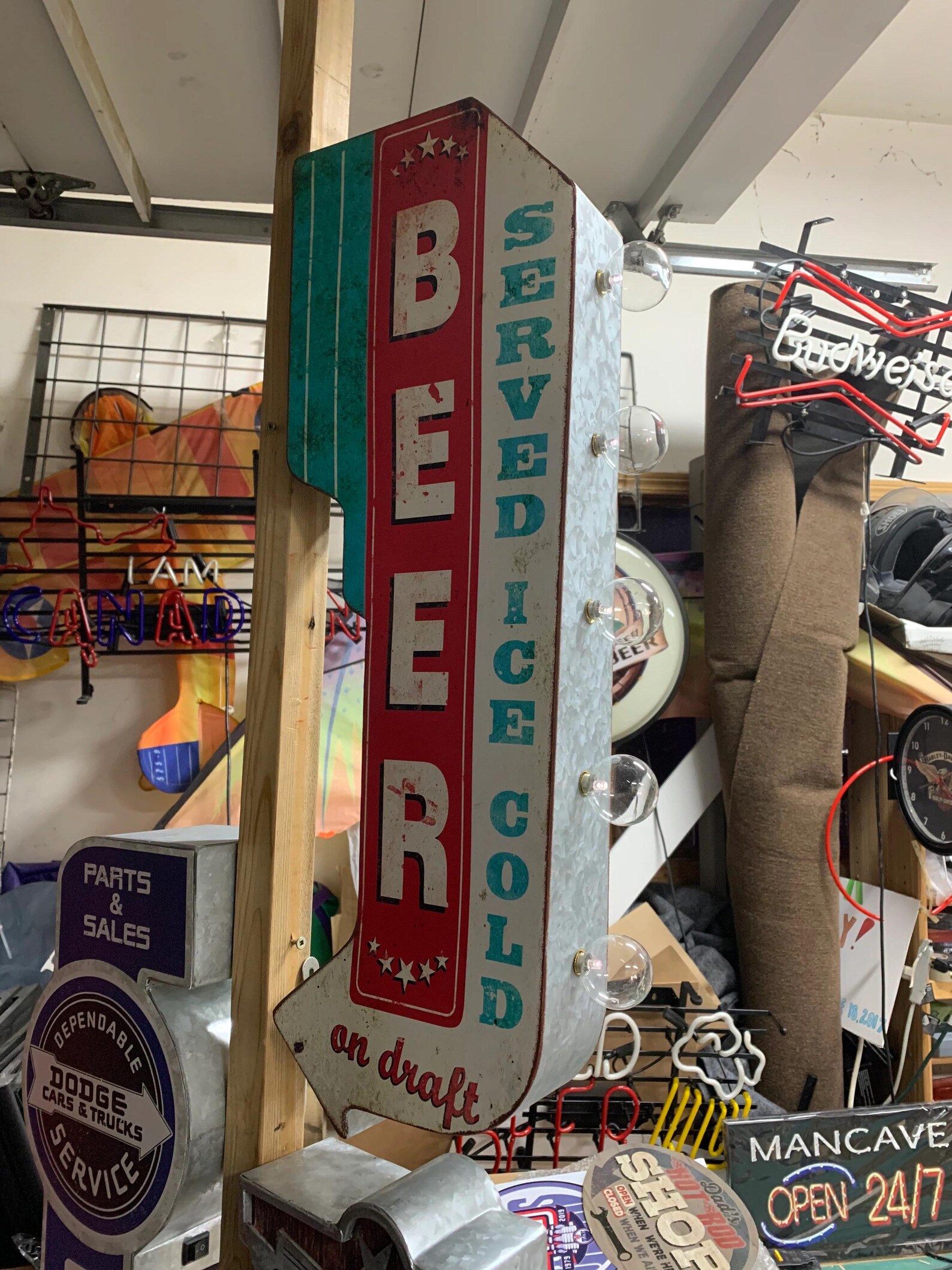 Ice Cold Beer,metal Double Sided Marquee LED Wall Sign, Garage, Patio ...
