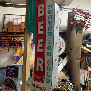 Ice Cold Beer,metal Double Sided Marquee LED Wall Sign, Garage, Patio ...