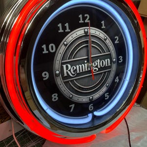 Remington Firearms, 16" Double Neon Clock - Etsy