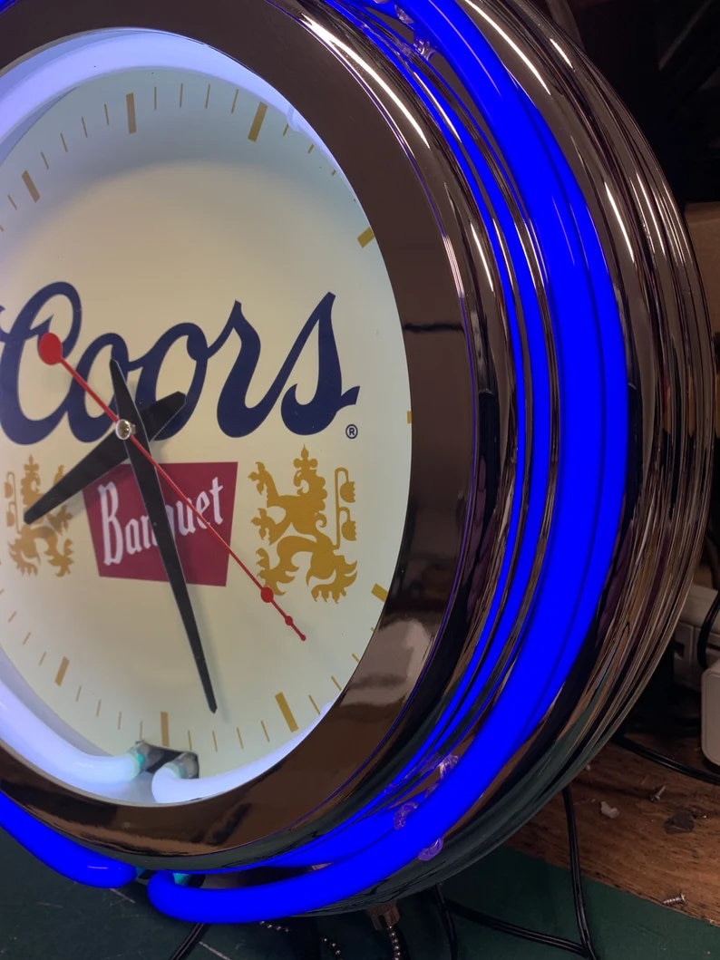 Coors Banquet, Garage, 16 Double Neon Clock Made, Great for a Mancave ...