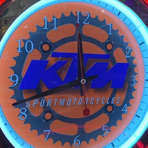 KTM Motorcycle, Neon Wall Clock 16” With Double Neon, Oil, Garage ...
