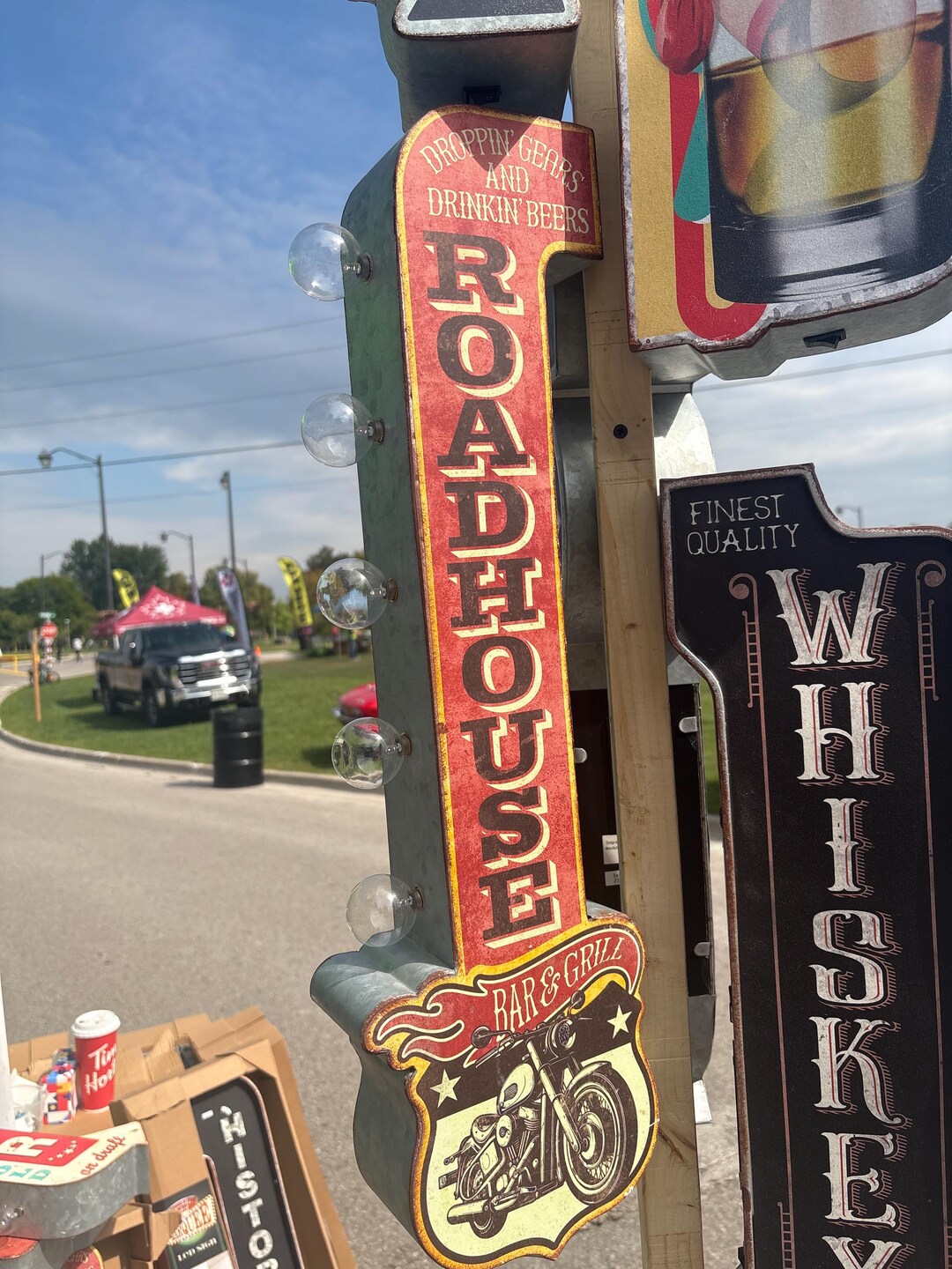 Roadhouse, Harley, Indian, Metal Double Sided Marquee LED Wall Sign ...
