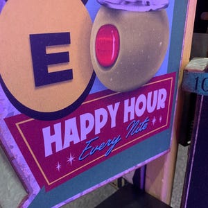 Bar Happy Hour Metal Double Sided Marquee LED Wall Sign, Garage, Patio ...