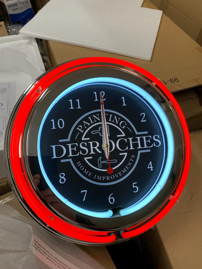Custom Neon Clock With Your Art, Pitchers/logo Neon Wall Clock 16” With ...