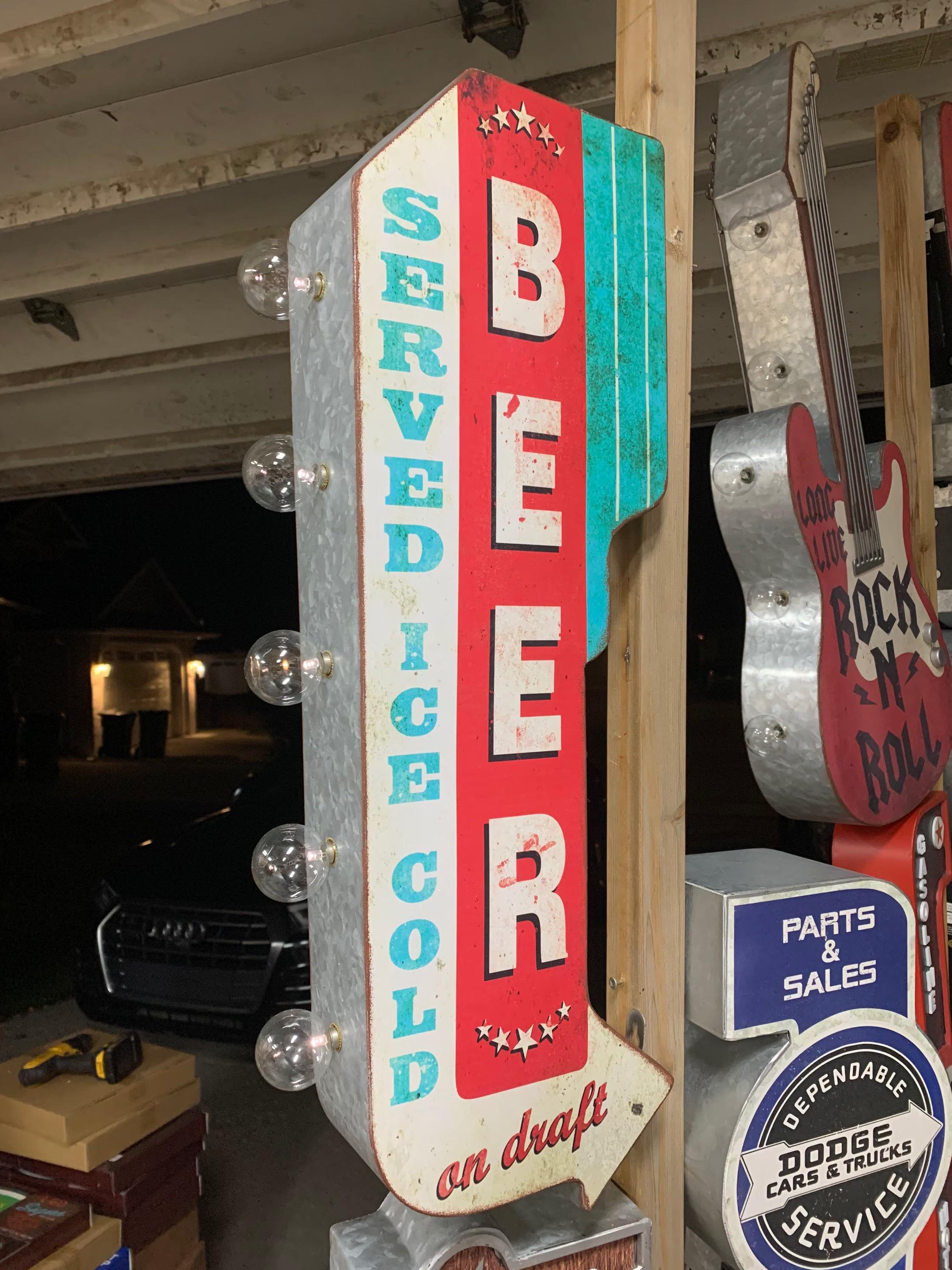 Ice Cold Beer,metal Double Sided Marquee LED Wall Sign, Garage, Patio ...