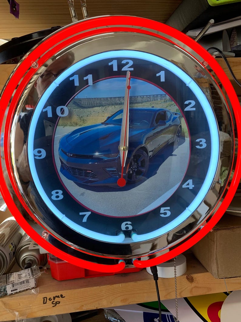Custom Neon Clock With Your Art, Pitchers/logo Neon Wall Clock 16” With ...