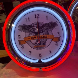 Case IH, Tractor, Vintage Style, Garage , 16" Double Neon Wall Clock ...