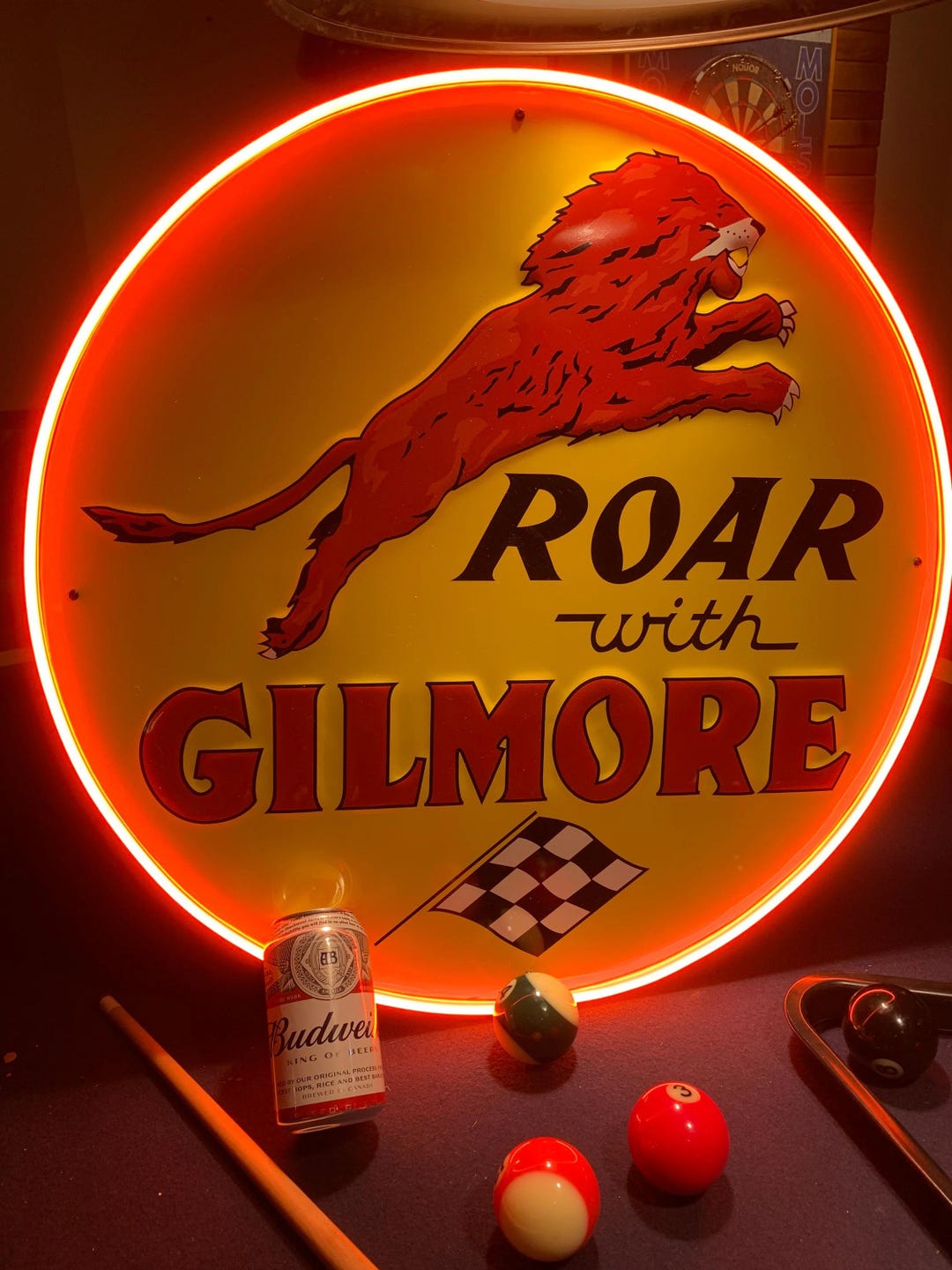 Gilmore Oil Gas Huge Metal Sign, Comes With a Neon Sign Frame U Pick ...