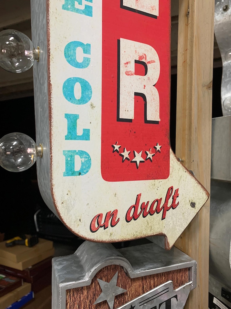 Ice Cold Beer,metal Double Sided Marquee LED Wall Sign, Garage, Patio ...