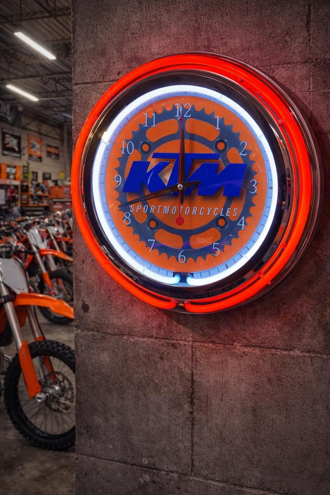 KTM Motorcycle, Neon Wall Clock 16” With Double Neon, Oil, Garage ...